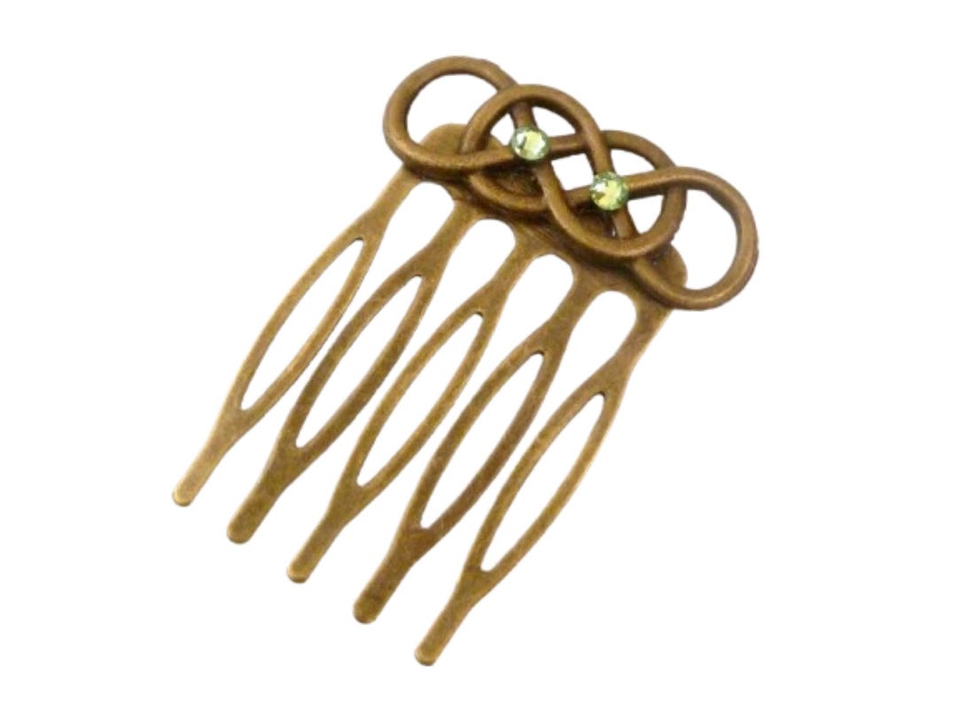 Small Hair Comb With Celtic Knots Green Bronze Colored Side Comb Gift ...