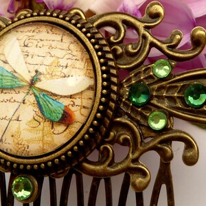 Large Hair Comb With Dragonfly Motif Green Bronze Dimensions 6 L X 8.7 ...