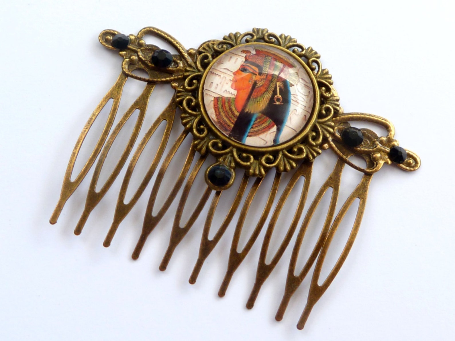 Egypt Hair Comb in Antique Style Bronze With Cleopatra Motif | Etsy