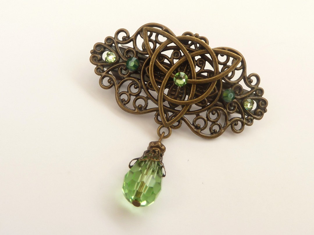 Small Hair Clip in Ireland Style With Celtic Knots Green Bronze Colored ...