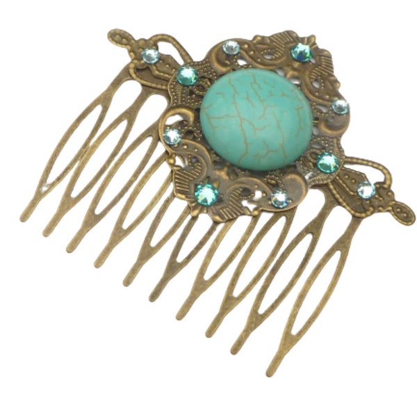 Turquoise Hair Comb - Etsy UK