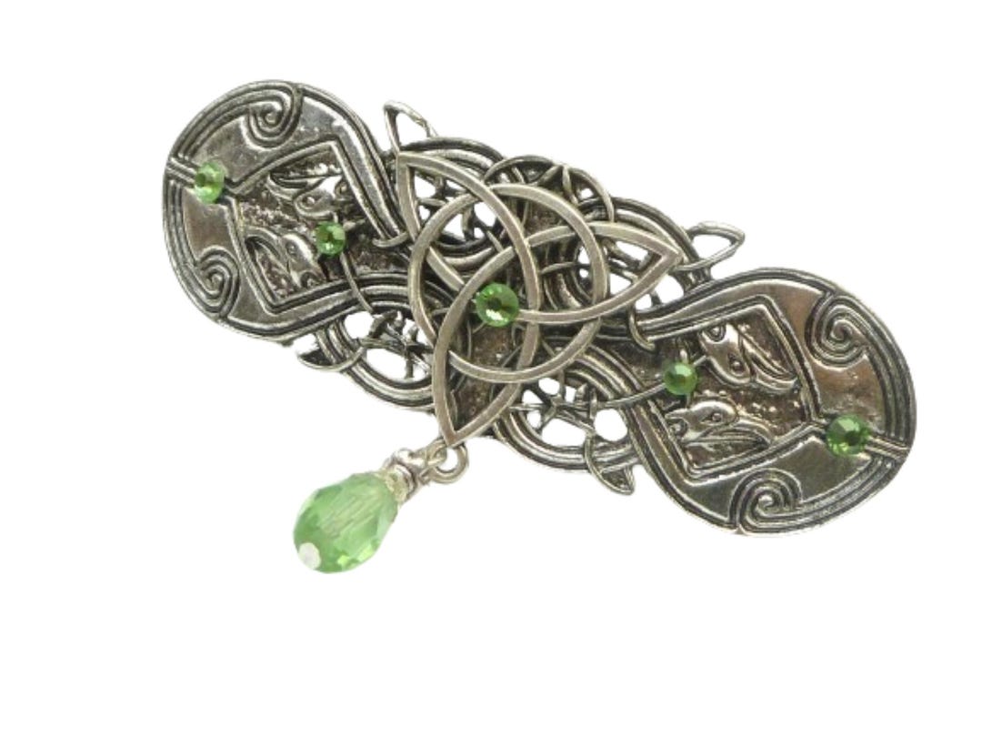 Ireland Hair Clip With Celtic Knot Green Silver Colored, Irish Bridal ...