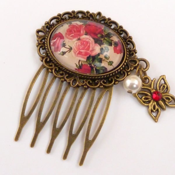 Rose Hair Comb - Etsy