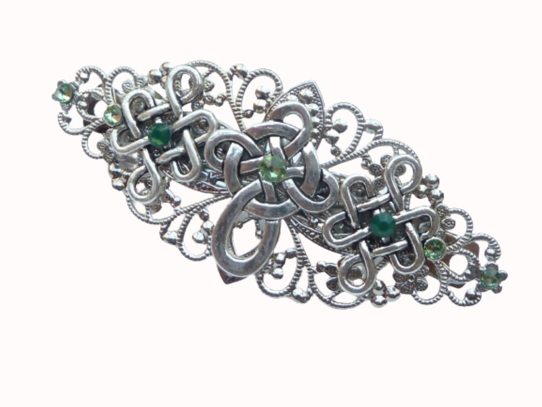 Ireland Hair Clip With Celtic Cross Silver Colored Green Irish Bride ...