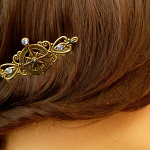 Compass Hair Comb in Bronze With Crystals in Blue, Maritime Hair ...