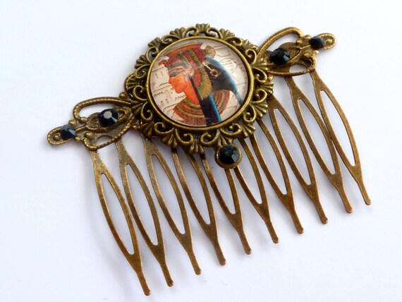Egypt Hair Comb in Antique Style Bronze With Cleopatra Motif | Etsy