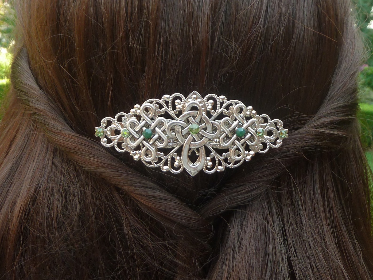 Ireland Hair Clip With Celtic Cross Silver Colored Green Irish Bride ...