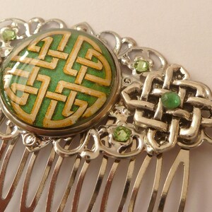 Wide Ireland Hair Comb With Celtic Knots Green Silver Colored Updo ...