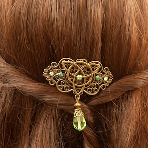 Small Hair Clip in Ireland Style With Celtic Knots Green Bronze Colored ...