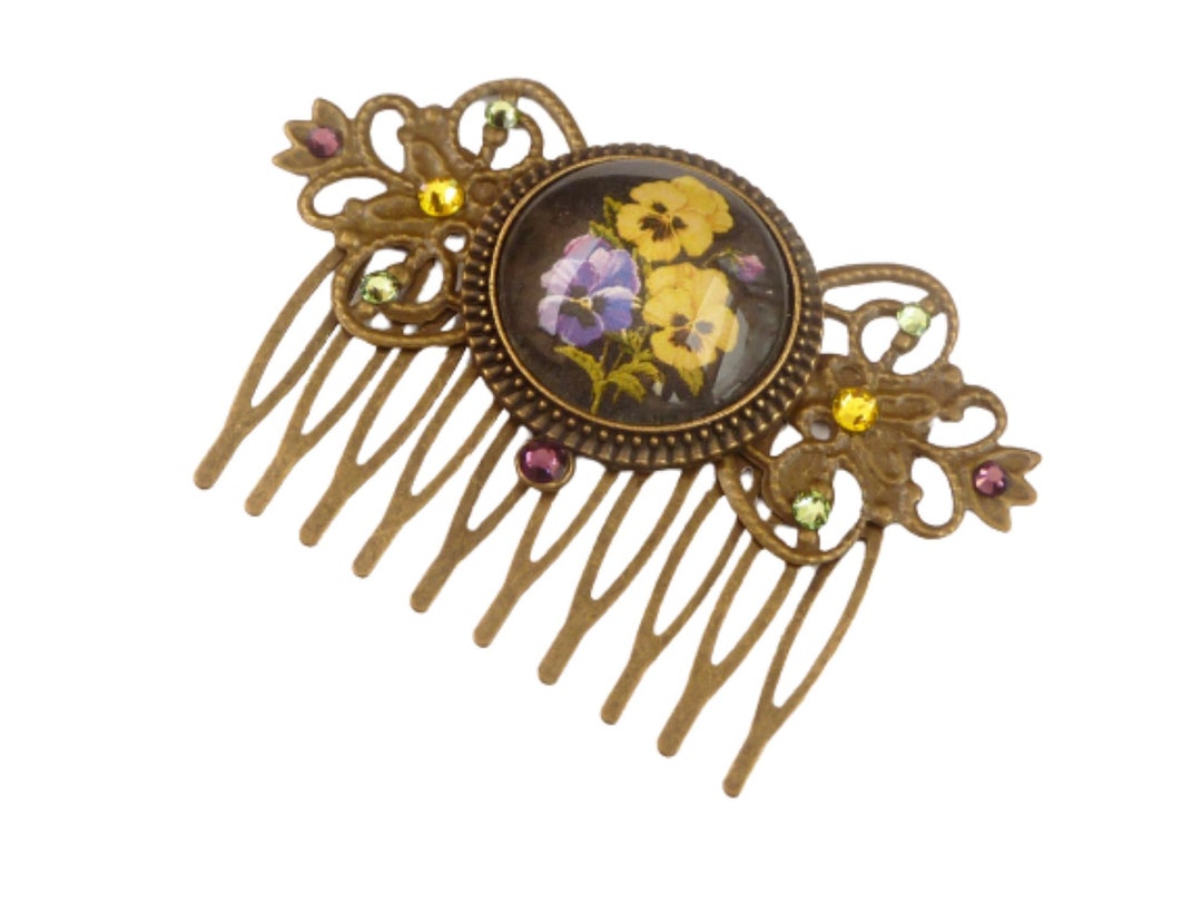 Noble Hair Comb With Pansy Motif Beautiful Spring Hair Accessories ...