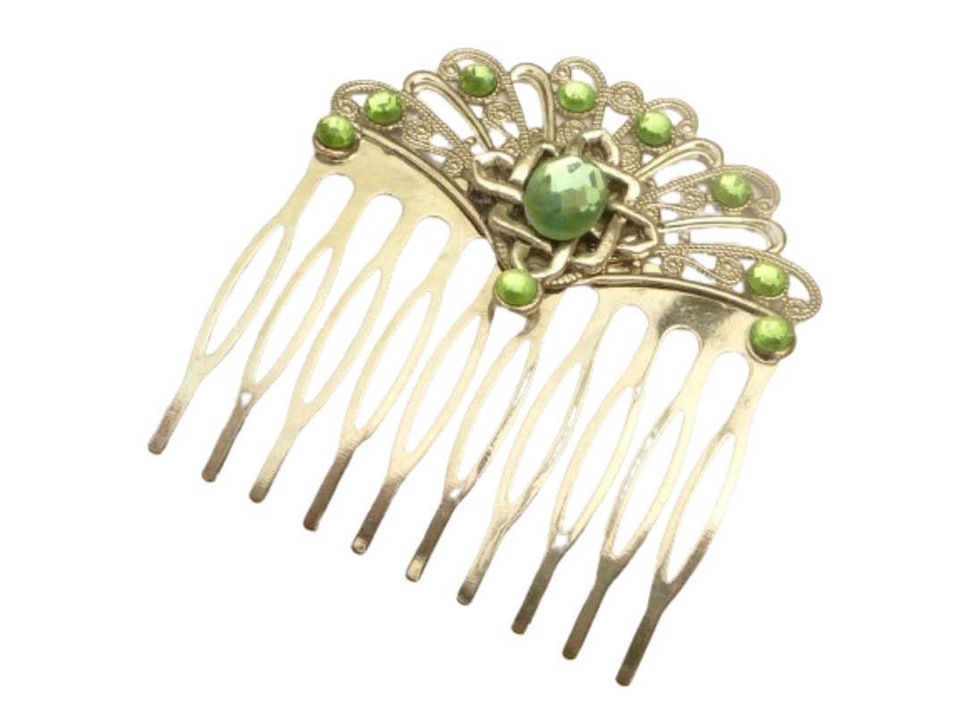 Hair Comb in Ireland Style With Celtic Knots Green Silver Colored Irish ...