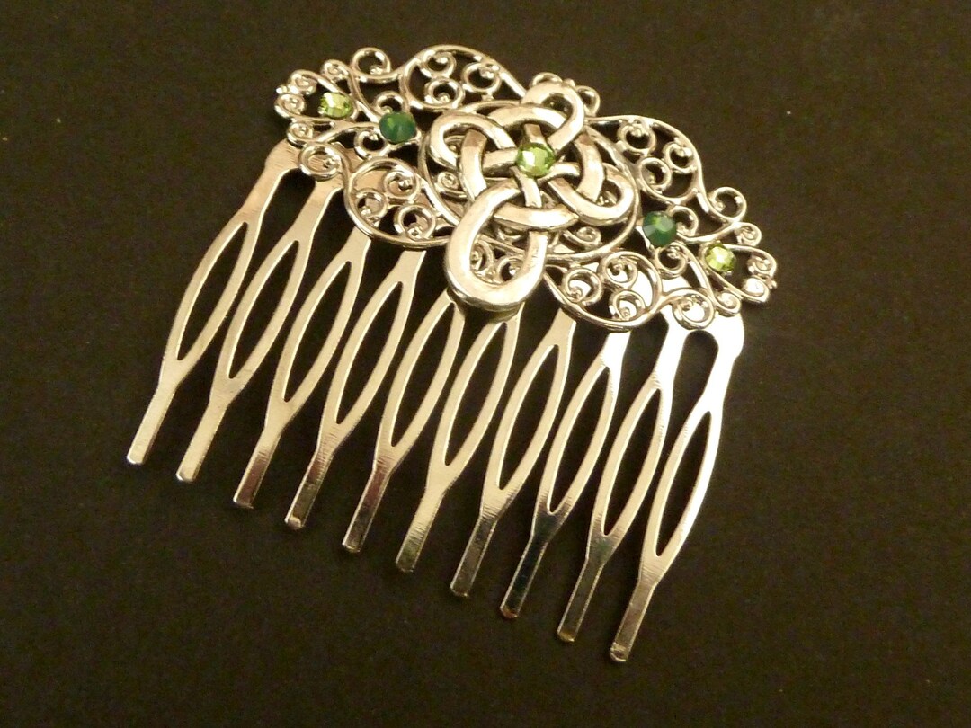 Hair Comb With Celtic Cross Green Silver Color Ireland Hair Accessories ...