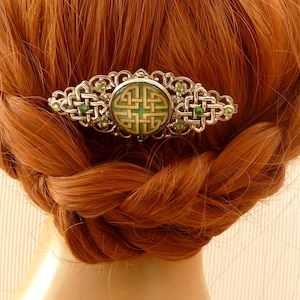 Wide Ireland Hair Comb With Celtic Knots Green Silver Colored Updo ...