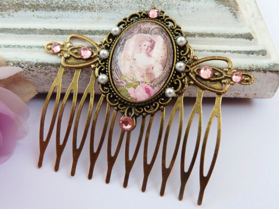 Noble Baroque Hair Comb in Pink Bronze, Antique Hair Comb, Hair Comb ...