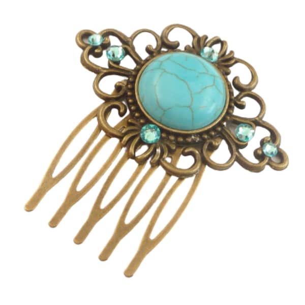 Turquoise Hair Comb - Etsy UK