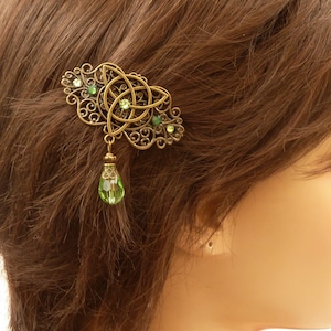 Small Hair Clip in Ireland Style With Celtic Knots Green Bronze Colored ...