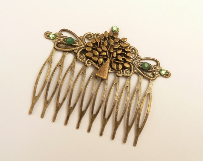 Hair Comb With Tree Ornament in Green Bronze Vintage Style | Etsy