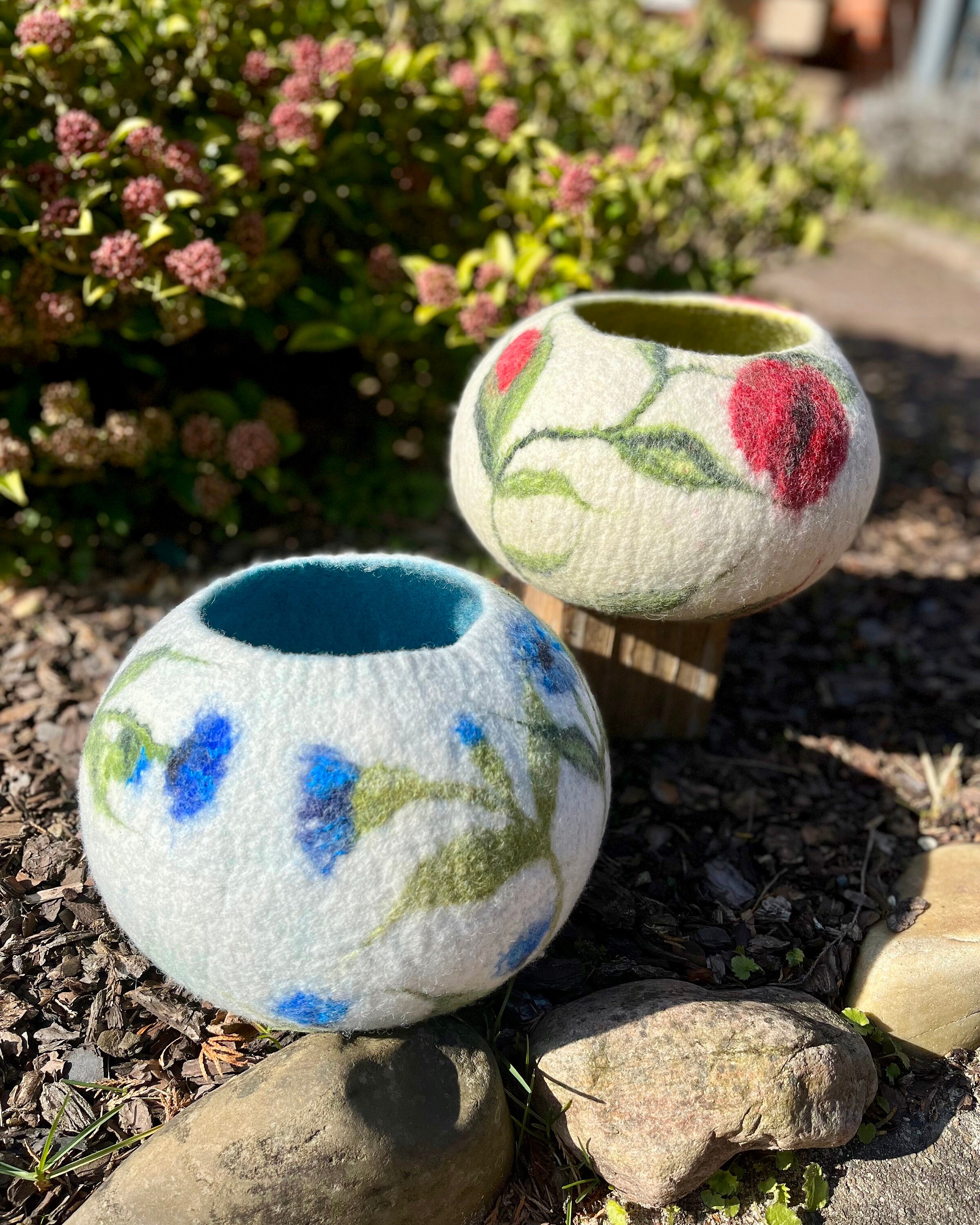 Hand-felted Bowl 'cornflower' - Large Round Floor Bowl as Hyggelig ...