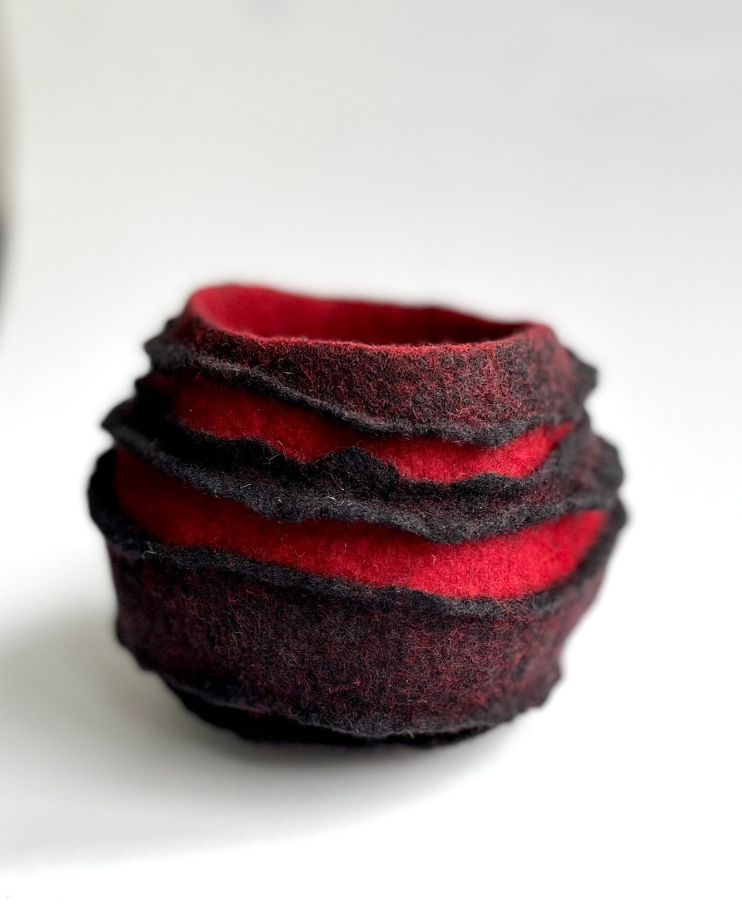 Felt SCULPTURE Red Black Bowl Storage Felt Object - Etsy