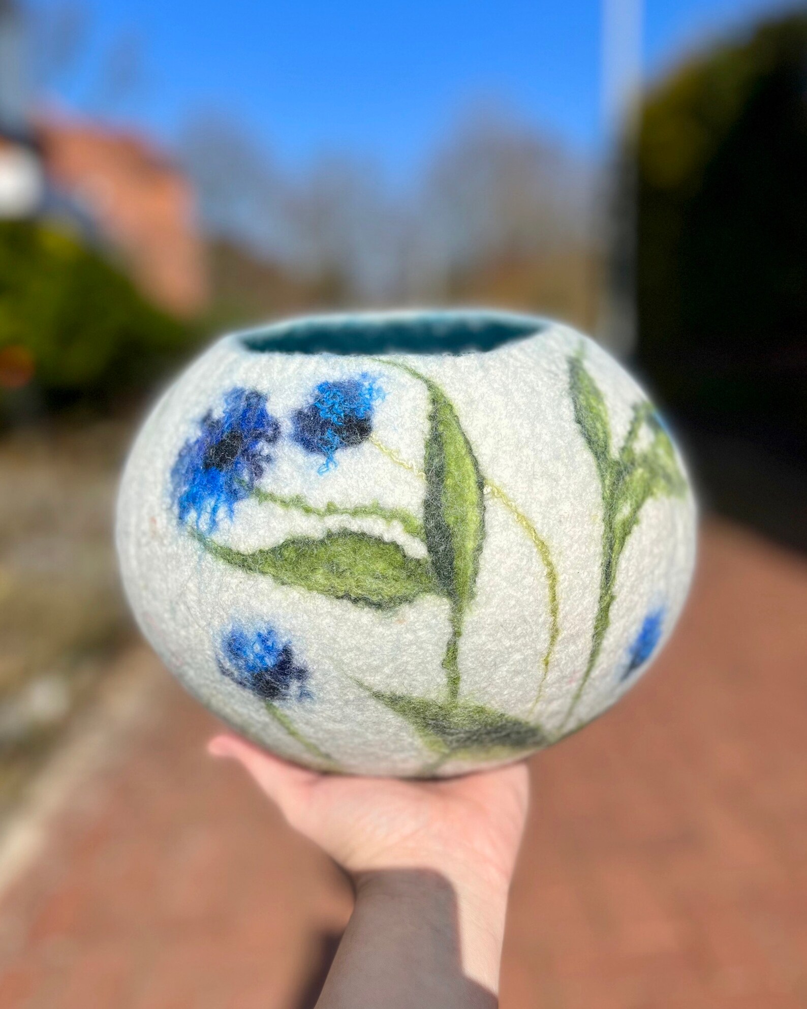 Hand-felted Bowl 'cornflower' - Large Round Floor Bowl as Hyggelig ...