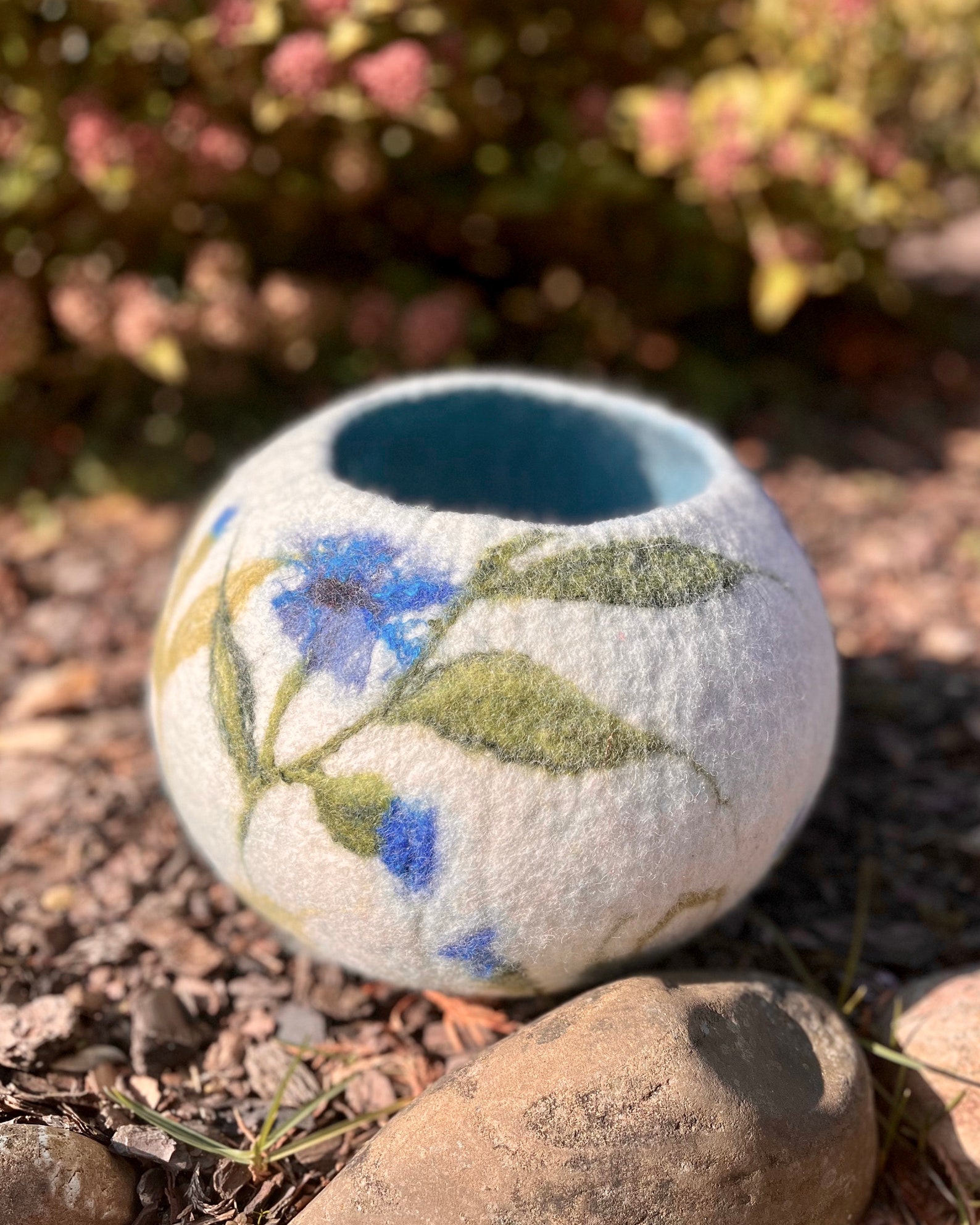 Hand-felted Bowl 'cornflower' - Large Round Floor Bowl as Hyggelig ...