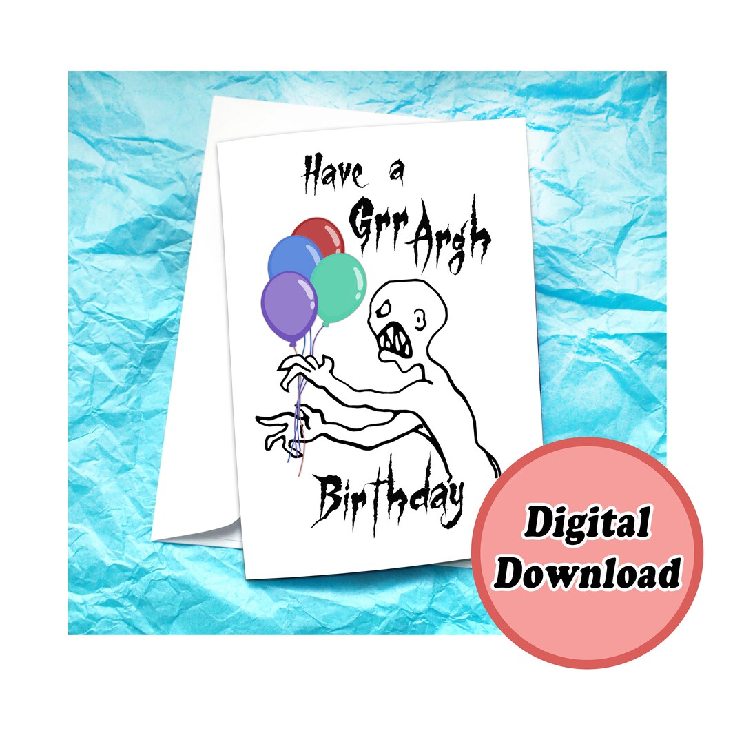 Instant Download Grr Argh Funny Birthday Card Kimwestart - Etsy