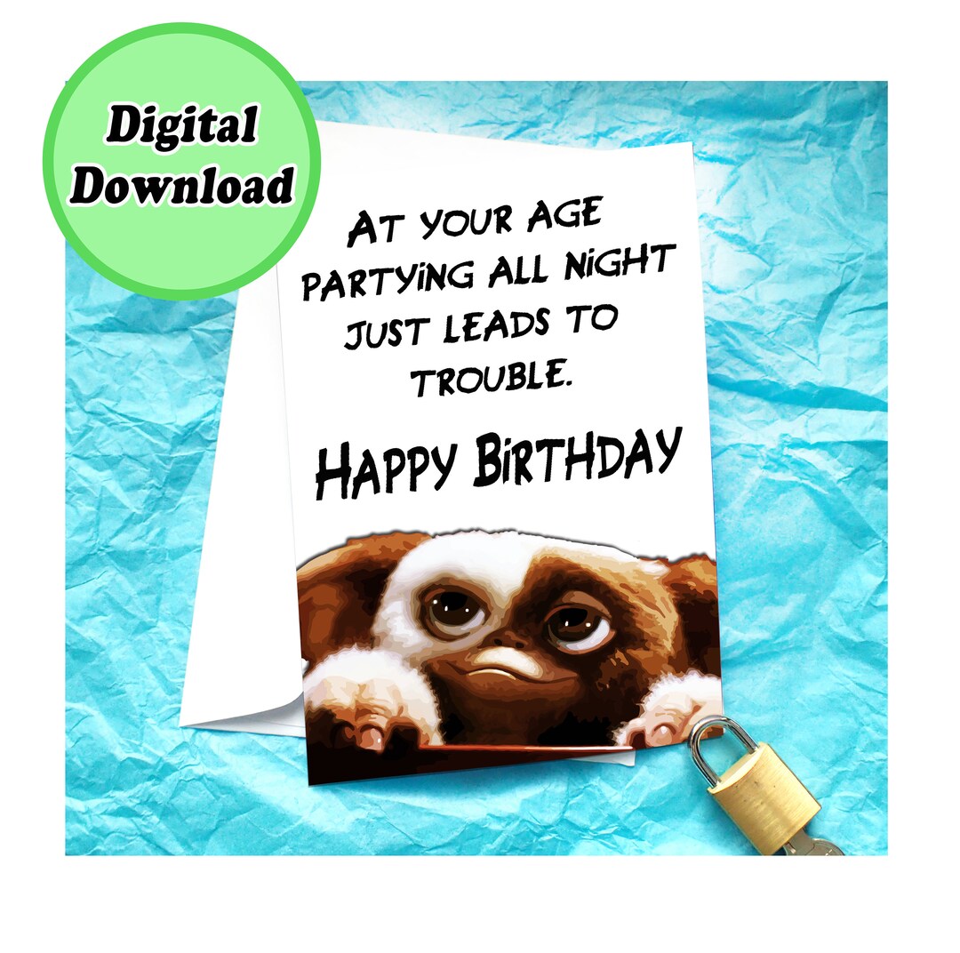 Gremlins Gizmo Funny Birthday Card Kimwestart - Etsy