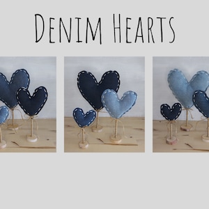 Upcycled Denim Hearts Cute Decorations for Wedding Heart Centerpiece ...