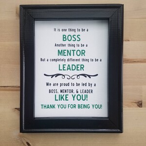 Boss, Mentor, Leader Sign, Gift for Boss, Leadership Sign, Sign for a ...