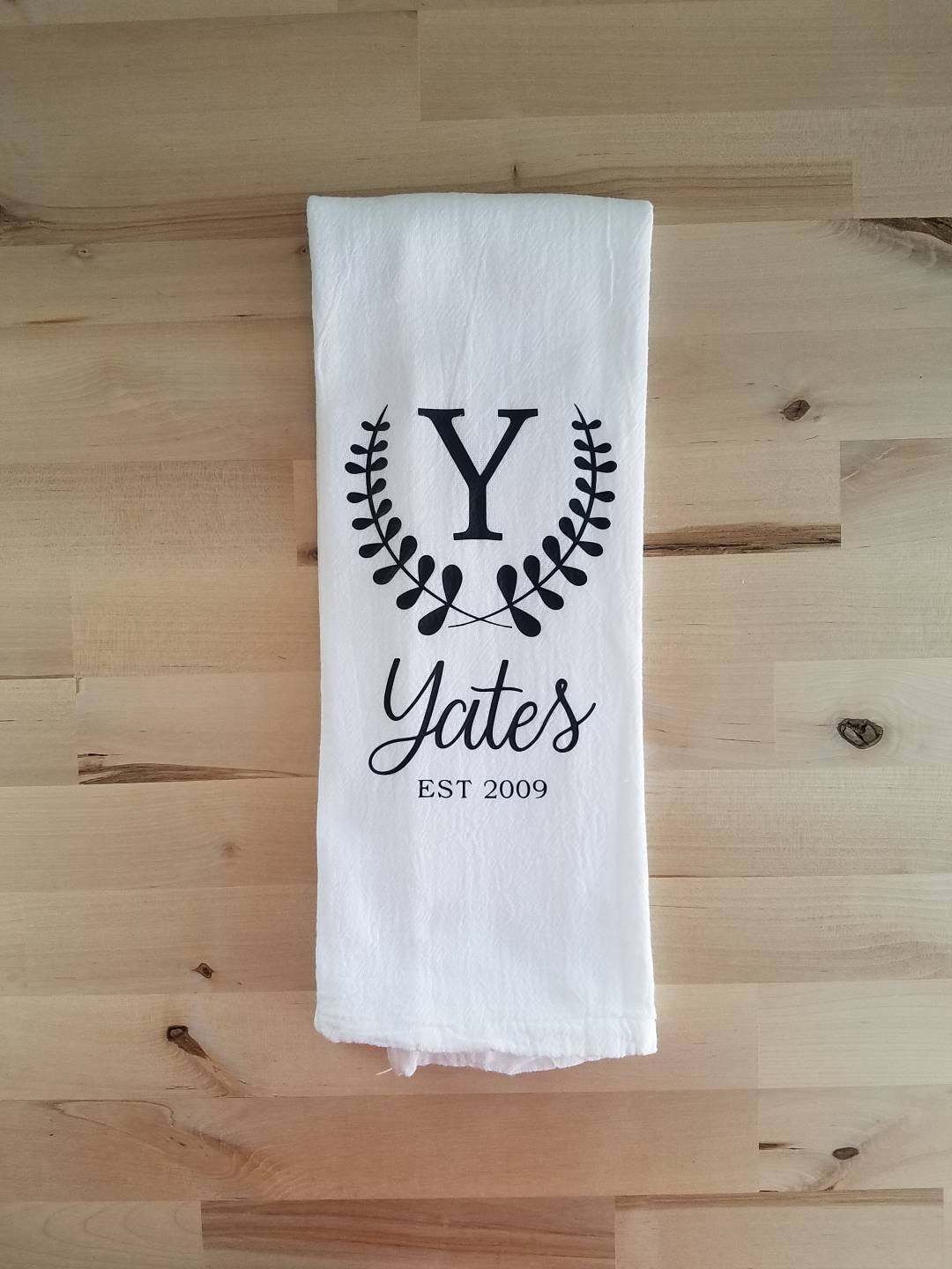 Monogram Kitchen Towel, Kitchen Decor, Newly Wed Gift, Last Name Towel ...