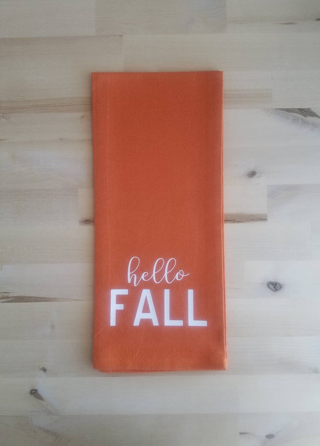 Hello Fall Kitchen Towel, Fall Kitchen Decor, Dish Towel, Orange ...