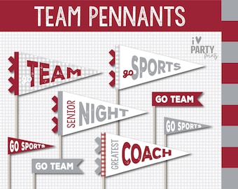 Printable Team Pennant Flags for Party Decor, Centerpieces, Gift Bags ...
