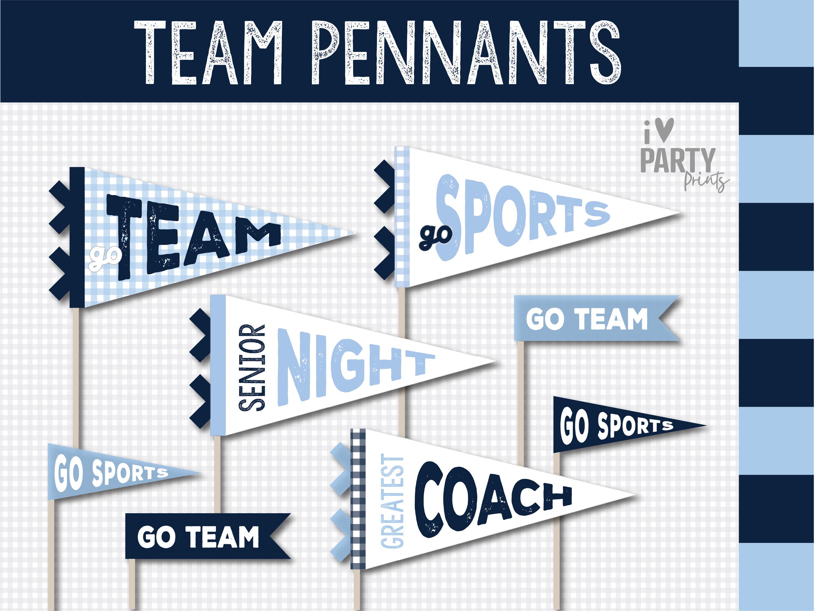 Printable Team Pennant Flags for Party Decor, Centerpieces, Gift Bags ...