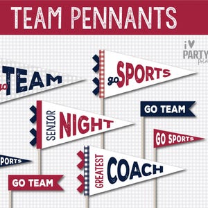 Printable Team Pennant Flags for Party Decor, Centerpieces, Gift Bags ...