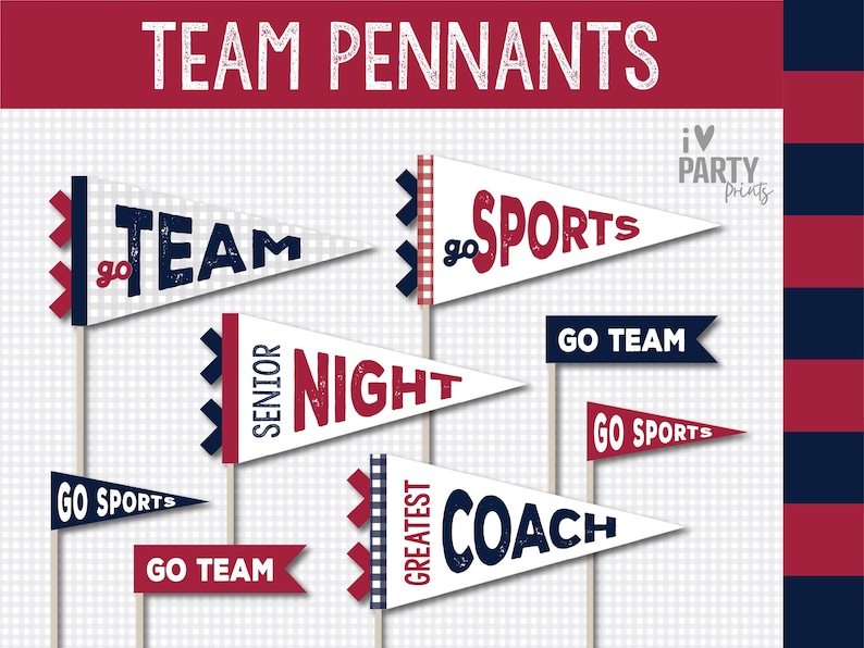 Printable Team Pennant Flags for Party Decor, Centerpieces, Gift Bags ...