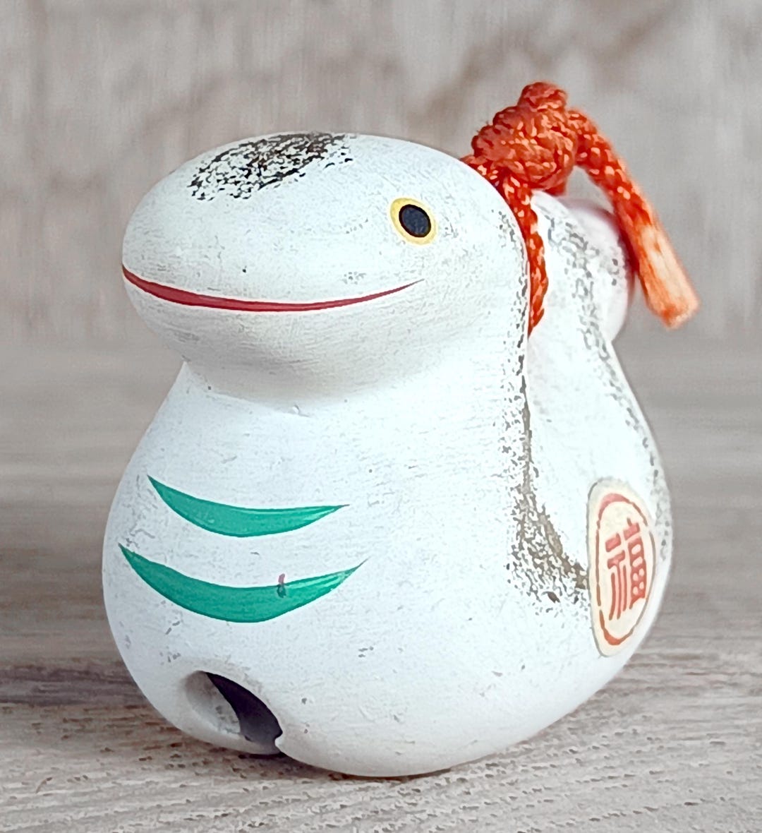 Hebi, Japanese Ceramic Bell, Dorei Bell White Snake Bell, Ceramic Snake ...
