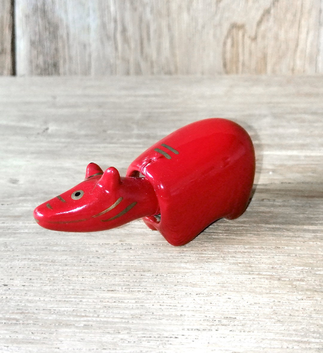 Akabeko, Cow of Aizu, Ox Doll,japanese Nodding Doll, Toy, Wooden Doll ...