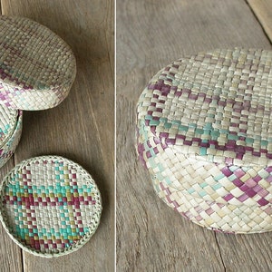 Vintage Straw Coaster Set of 6 Round Straw Coasters Japanese - Etsy