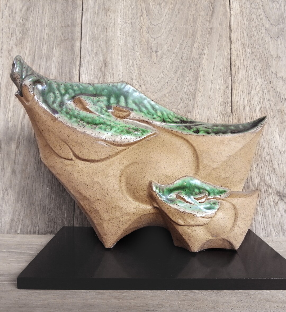 Ceramic Boar and Baby, Japanese Vintage Statue, Boar Figurines, Cubist ...