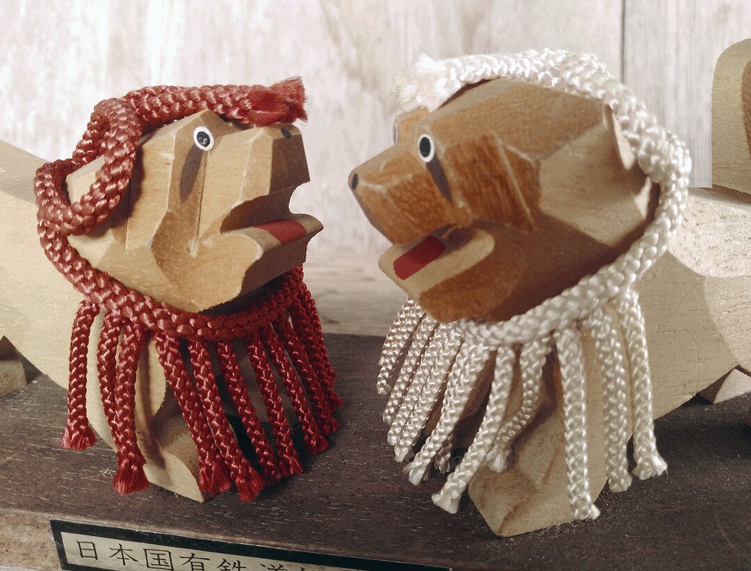 Wooden Tosa Inu, Japanese Dog, Set of 2 Wooden Dog Dolls, Animal Zodiac ...