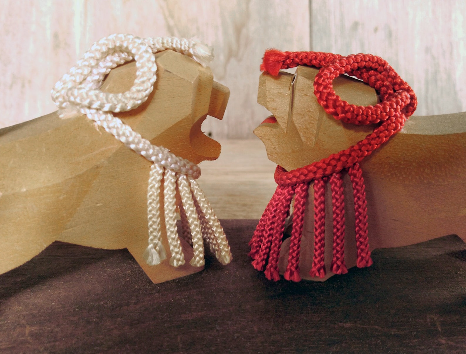 Wooden Tosa Inu, Japanese Dog, Set of 2 Wooden Dog Dolls, Animal Zodiac ...