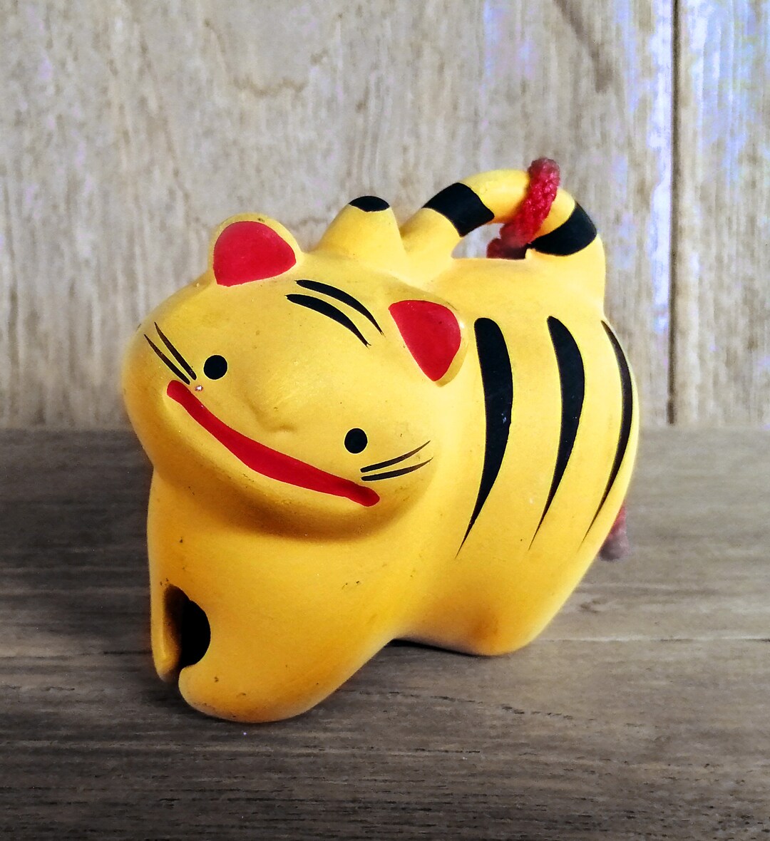Tiger Bell, Tora Dorei, Japanese Ceramic Vintage Bell, Yellow Tiger ...