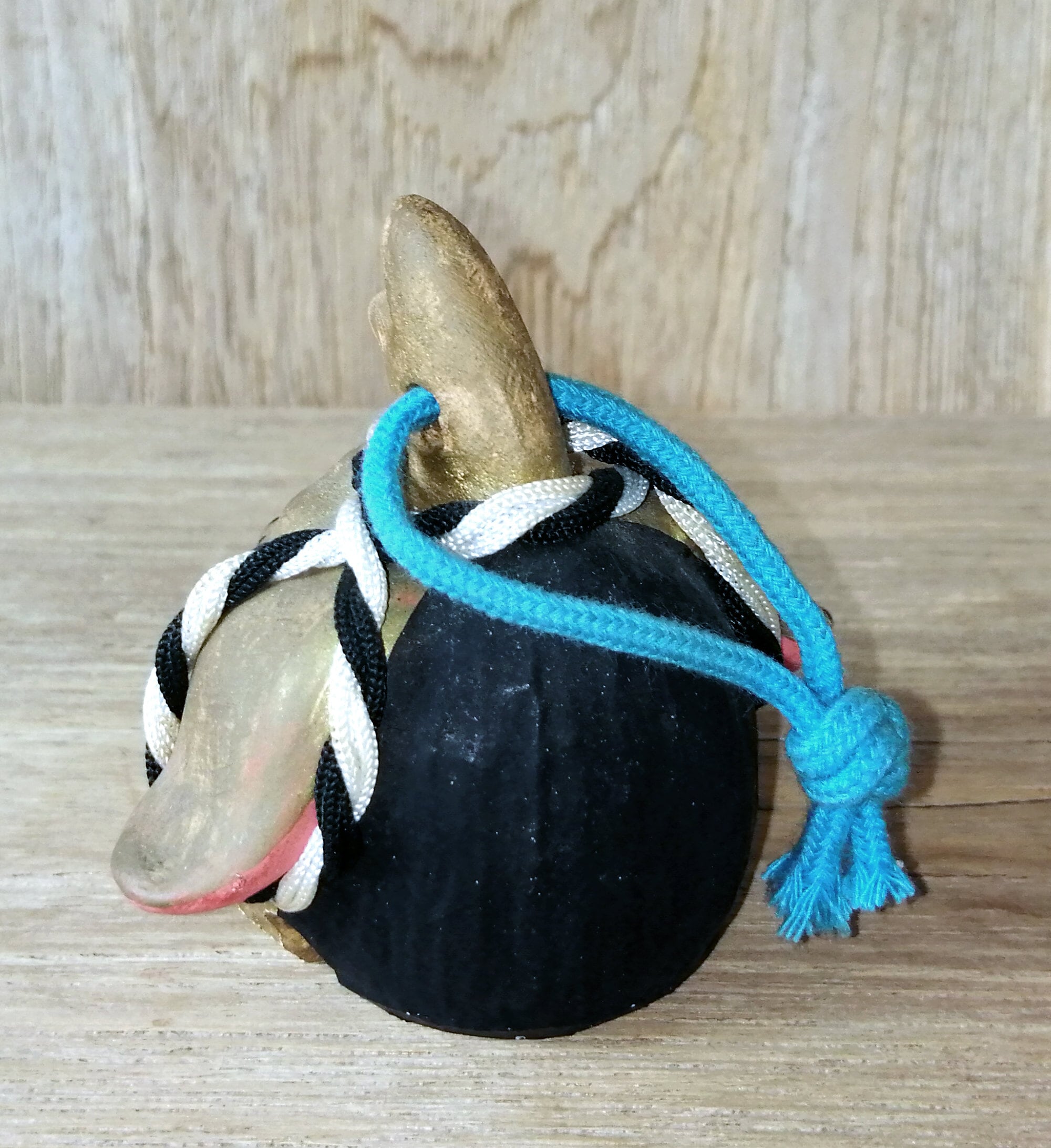 Ryu Shishi, Dragon Head Bell With Golden Horn, Japanese Vintage Ceramic ...