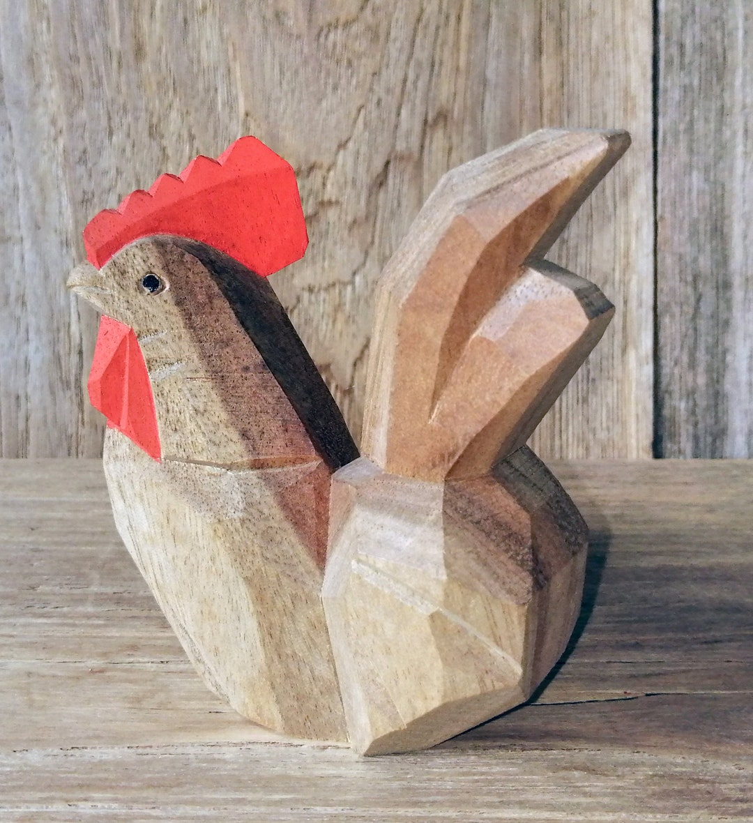 Vintage Wooden Rooster, Japanese Wooden Rooster, Tori, Hen, Wooden ...