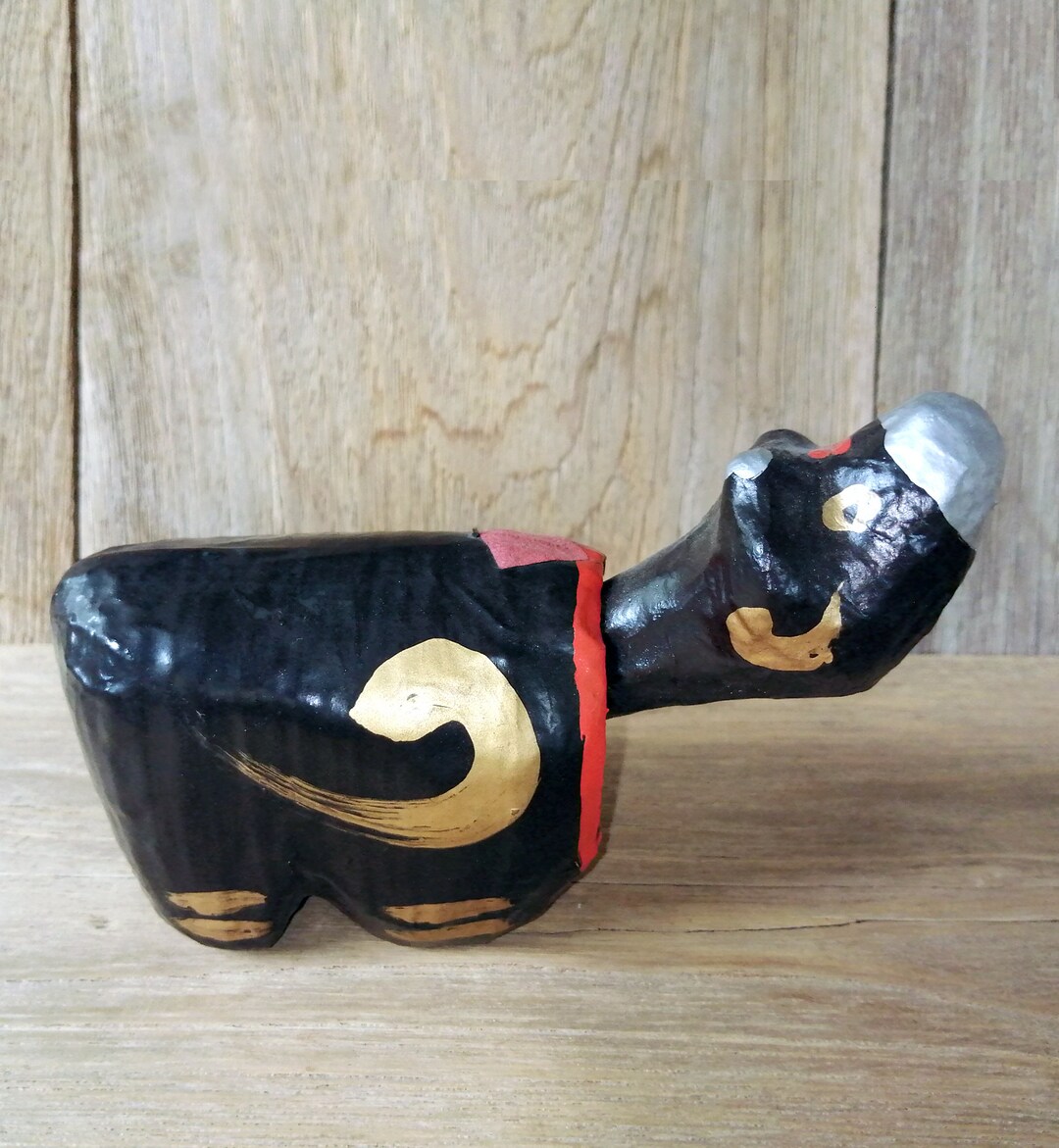 Akabeko, Cow of Aizu, Ox Doll, Japanese Traditional Toy, Paper Mache ...