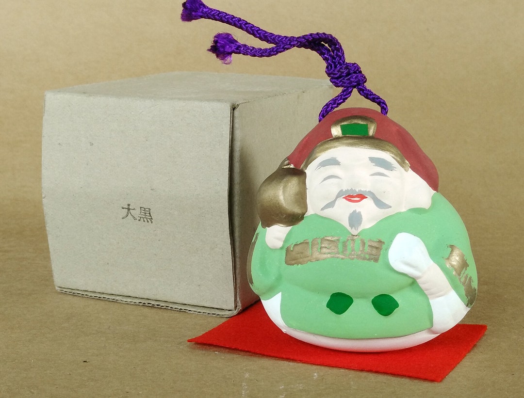 Daikoku, Japanese Ceramic Bell, Dorei Bell Daikoku, Japanese God of ...