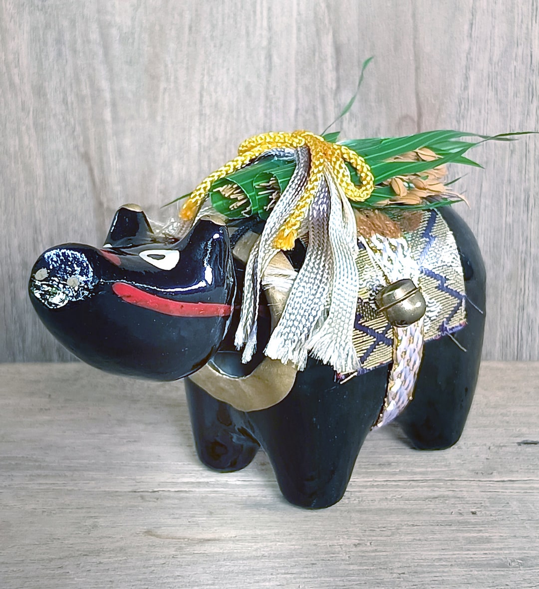 Akabeko With Ears of Rice, Cow of Aizu, Ox Doll, Japanese Traditional ...