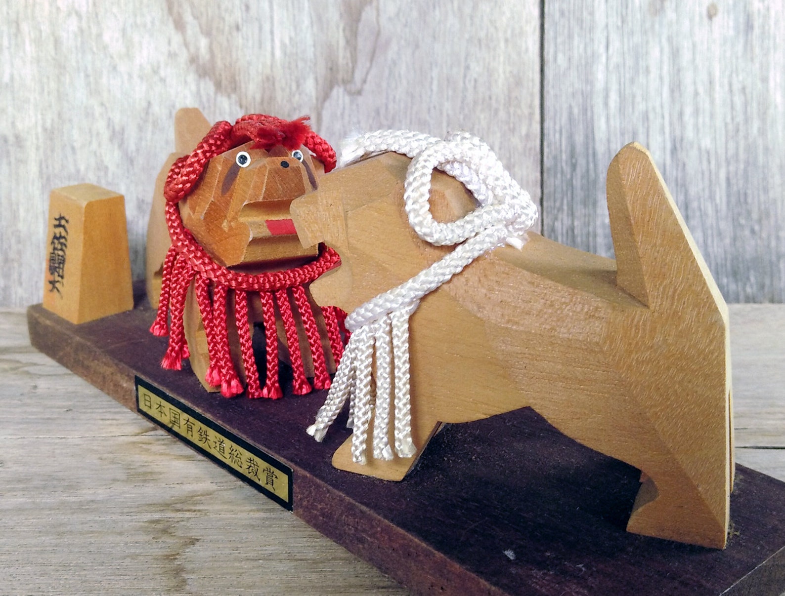 Wooden Tosa Inu, Japanese Dog, Set of 2 Wooden Dog Dolls, Animal Zodiac ...