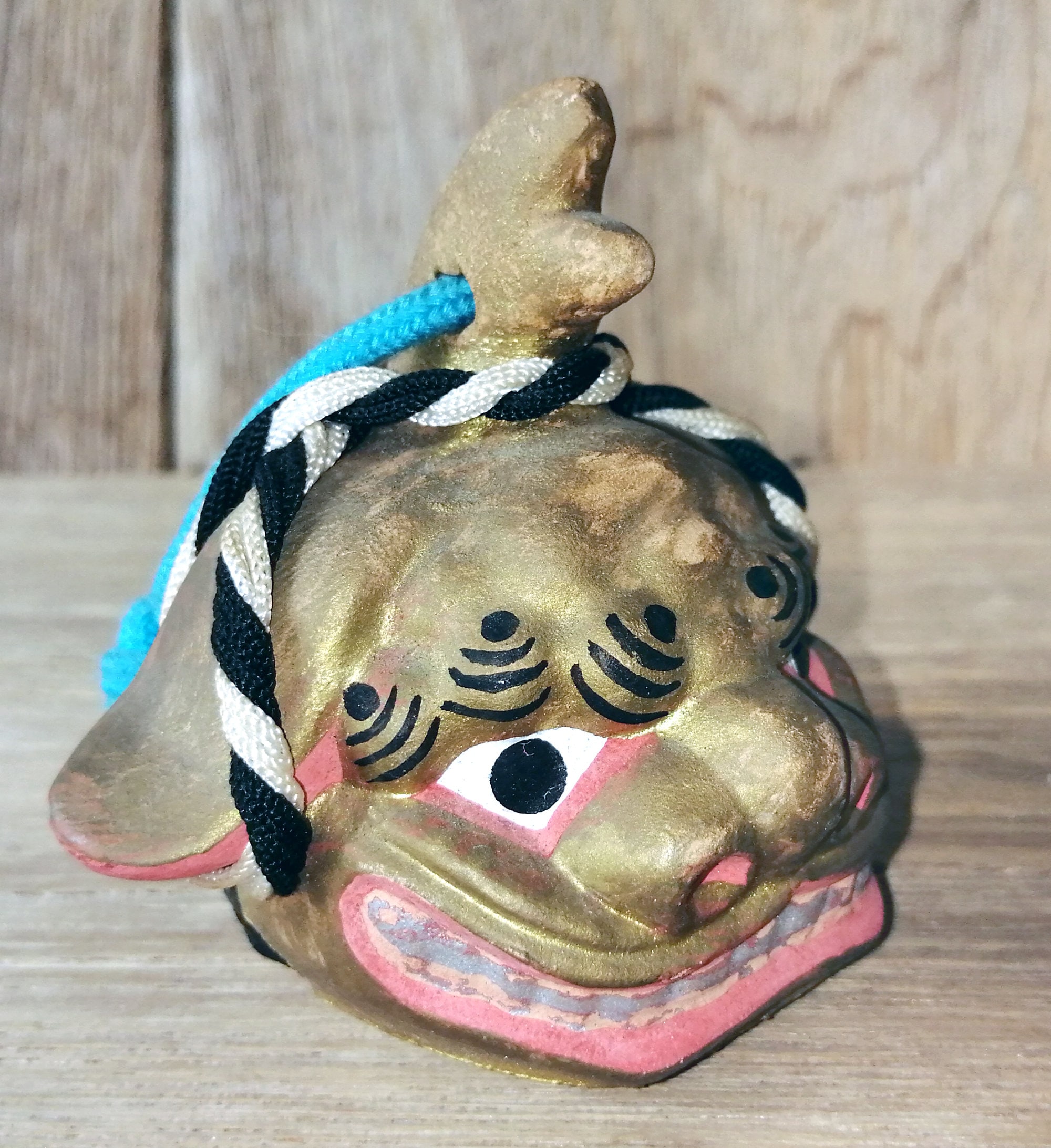 Ryu Shishi, Dragon Head Bell With Golden Horn, Japanese Vintage Ceramic ...