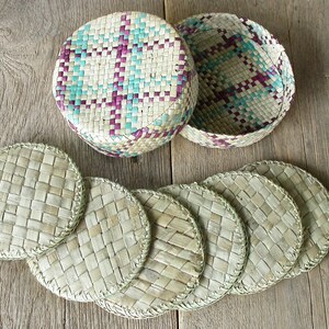 Vintage Straw Coaster Set of 6 Round Straw Coasters Japanese - Etsy